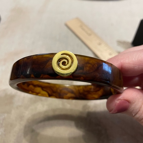 Jewelry | Tortoise Shell Bangle With Gold Swirl Plastic | Poshmark